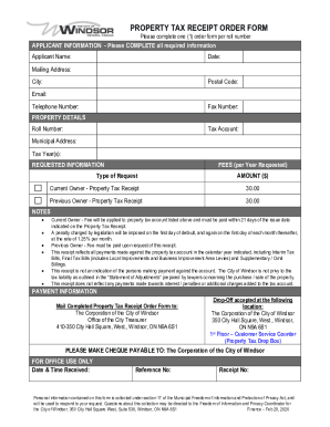Fillable Online PROPERTY TAX RECEIPT ORDER FORM Fax Email Print - pdfFiller