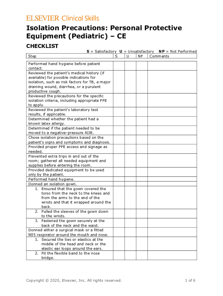 Fillable Online Isolation Precautions: Personal Protective Equipment ...