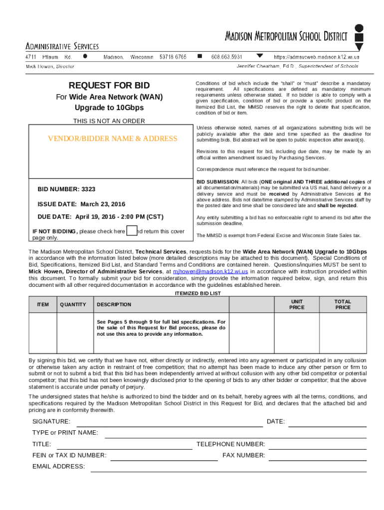 Request for Bid Template. Request for Bid Doc Template | pdfFiller