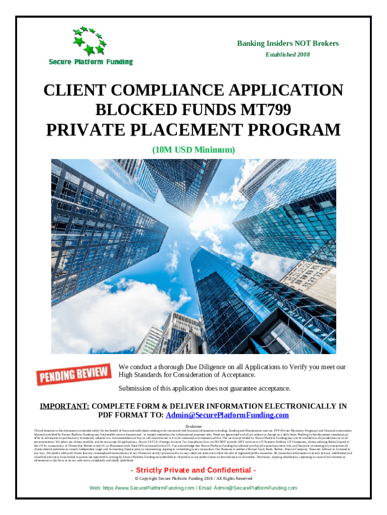 CLIENT COMPLIANCE APPLICATION BLOCKED FUNDS MT799 PRIVATE ... Doc ...
