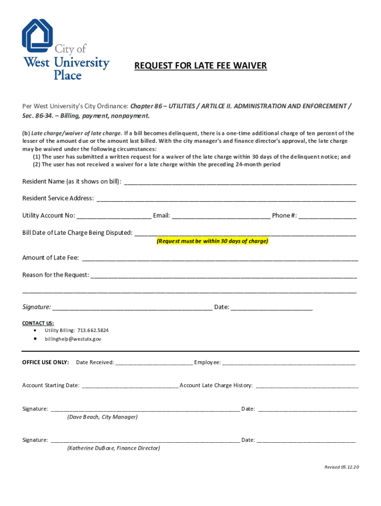 Fillable Online fill.ioREQUEST-FOR-LATE-FEE-WAIVERFill - Free fillable ...