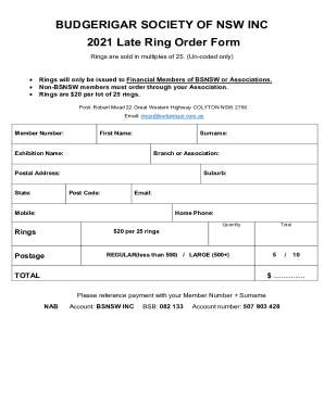Fillable Online 2021 Late ring order form 2 Fax Email Print - pdfFiller