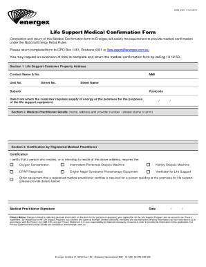 Fillable Online Life Support Medical Notification of Life Support Form ...