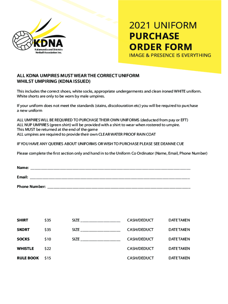 Fillable Online 2021 Uniform Purchase Order Form Fax Email Print ...