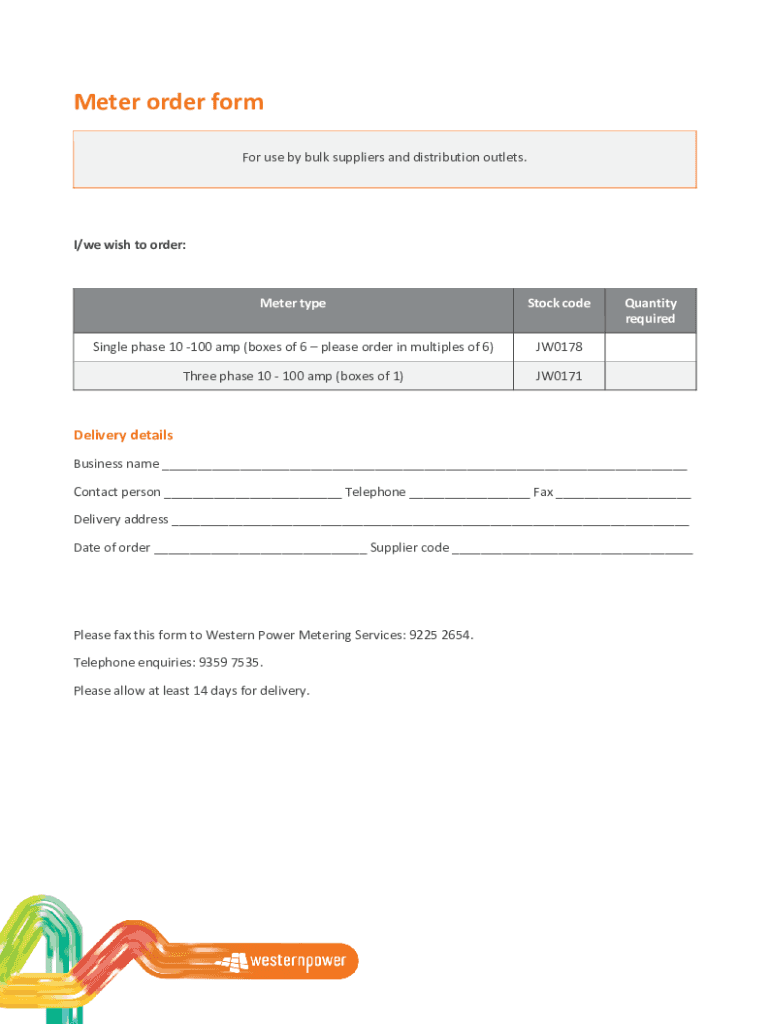 Fillable Online Meter order form Fax Email Print - pdfFiller