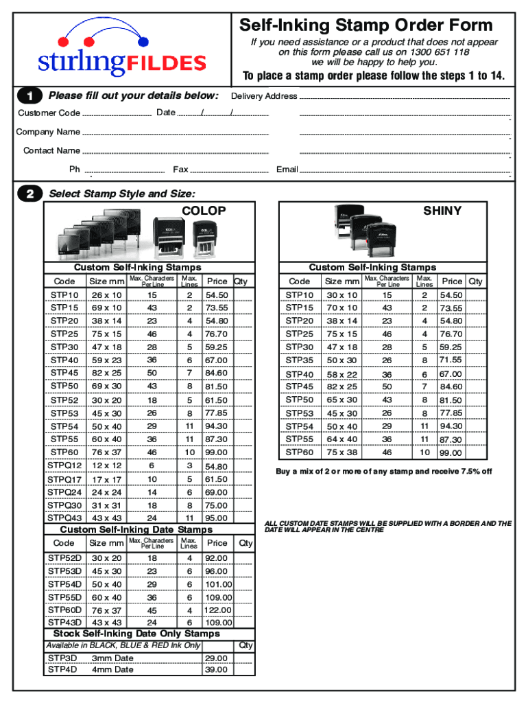 Fillable Online StirlingFildes stamp order form interactive Fax Email ...