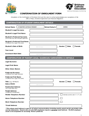 Fillable Online CONFIRMATION OF ENROLMENT FORM Confirmation of Student ...