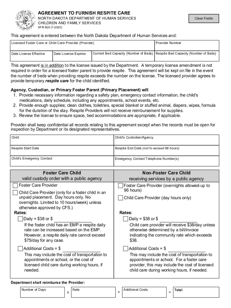 2020-2025 Form ND DHS SFN 929 Fill Online, Printable, Fillable, Blank ...