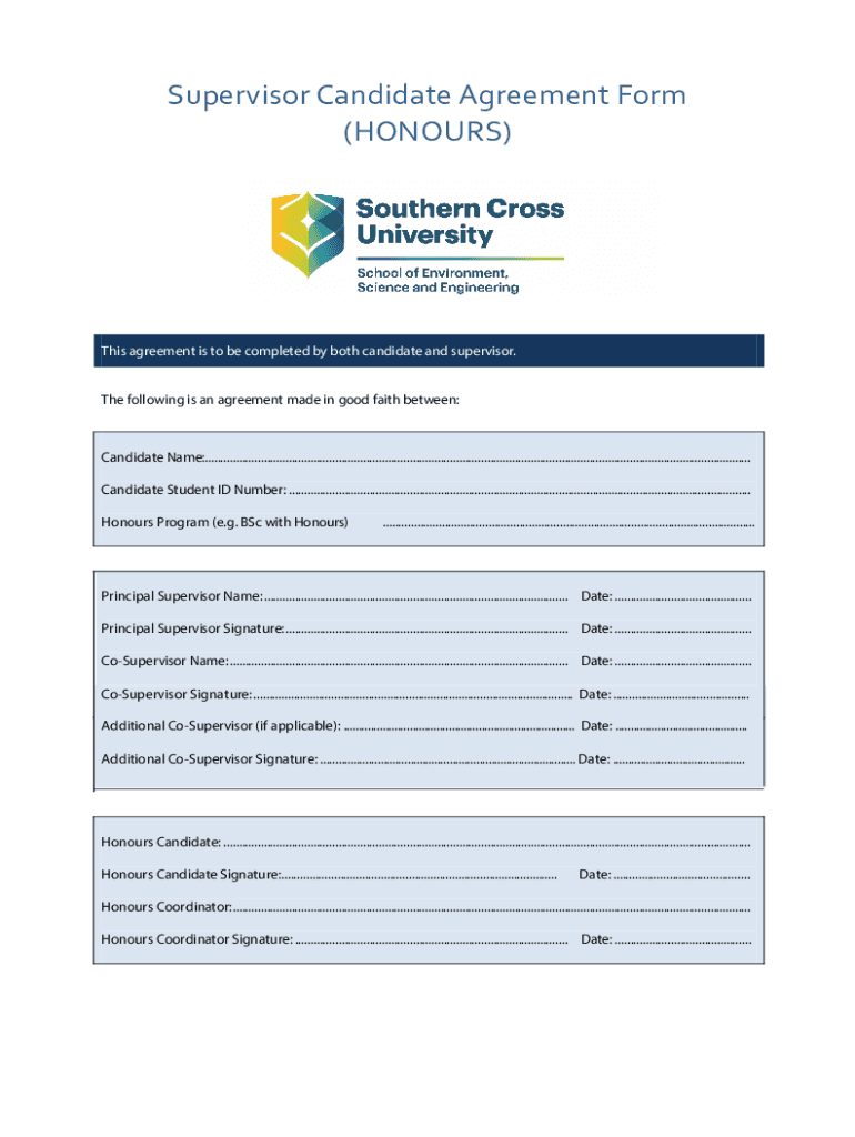 Fillable Online Supervisor Candidate Agreement Form. Supervisor ...