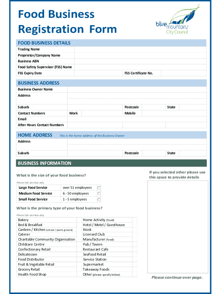 Fillable Online Food Business Registration Form.docx Fax Email Print ...