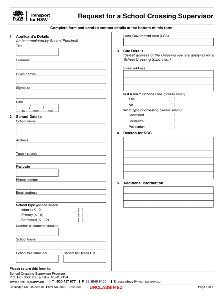 Fillable Online School Crossing Supervisor - Request - Transport for ...