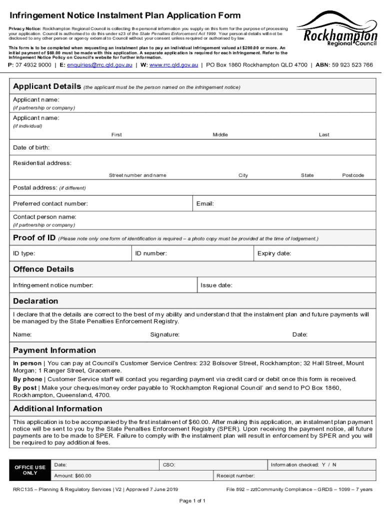 Fillable Online www.rockhamptonregion.qld.gov.aufilesassetsInfringement ...