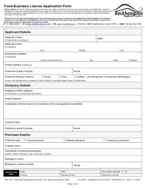 Fillable Online www.rockhamptonregion.qld.gov.aufilesassetsFood ...