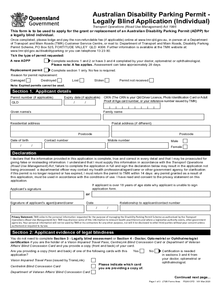 Fillable Online www.service.transport.qld.gov.au...Apply for disability ...