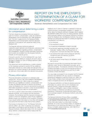 Fillable Online Report on the Employer 's Determination of a Claim for ...