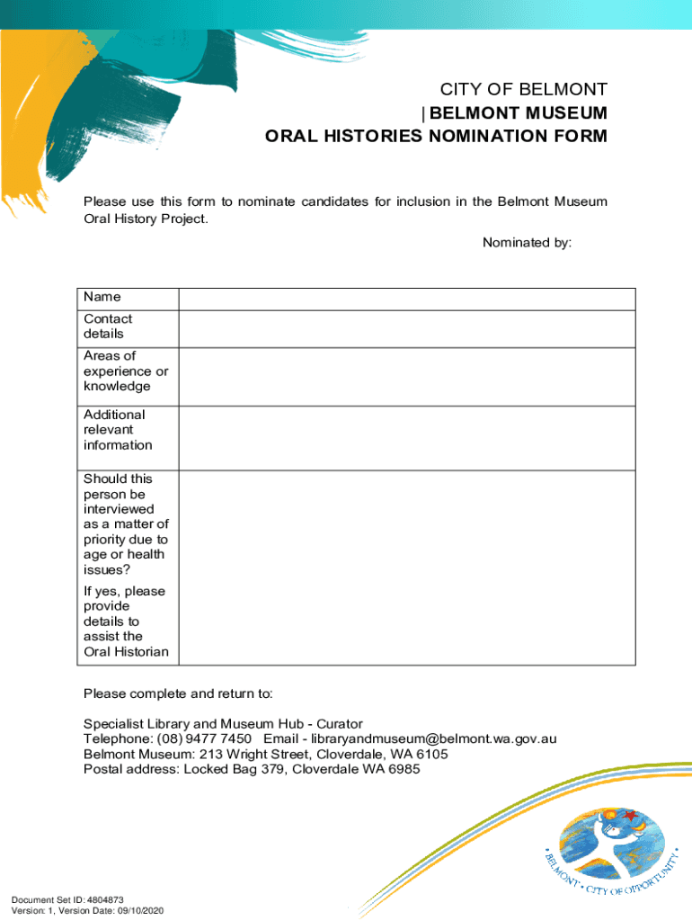 Fillable Online ECM4804873v1Museum Forms Oral History Nomination Form ...