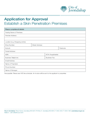 Fillable Online Application for Approval - City of Joondalup Fax Email ...