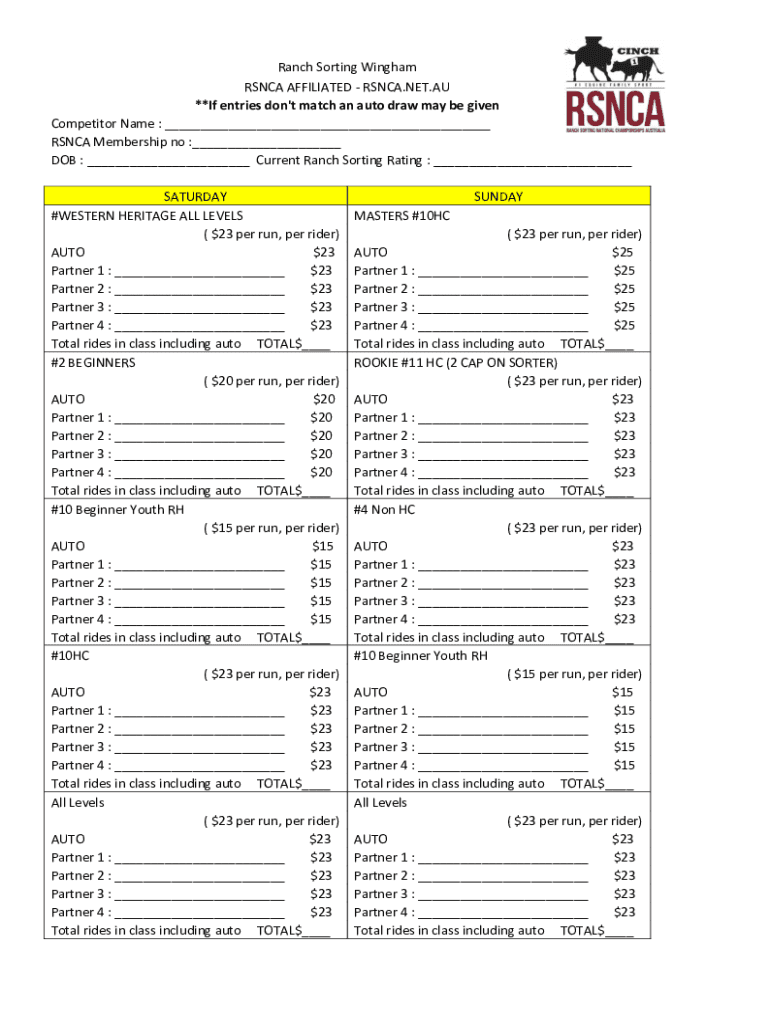 Fillable Online Ranch Sorting Wingham RSNCA AFFILIATED - RSNCA.NET.AU ...