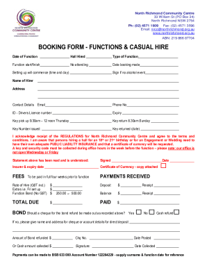 Fillable Online FUNCTION HIRE AGREEMENT FORM Fax Email Print - pdfFiller