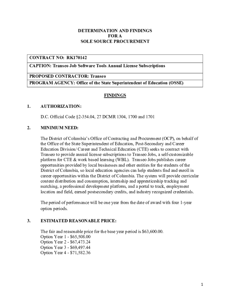 Fillable Online app ocp dc DETERMINATION AND FINDINGS FOR A SOLE ... - app.ocp.dc.gov Fax Email ...