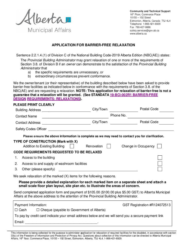 Fillable Online mahextranet gov ab Application for barrier-free ...