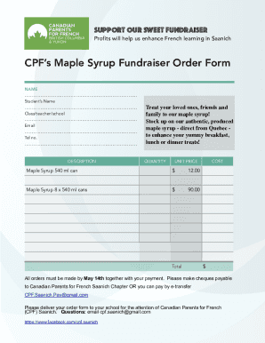 Fillable Online Maple syrup Order form Fax Email Print - pdfFiller