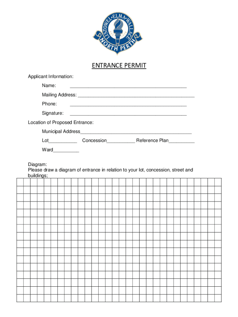 Fillable Online APPLICATION FOR ENTRANCE PERMIT - Simcoe County Fax Email Print - pdfFiller