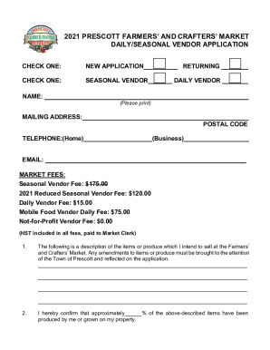 Fillable Online 2021 Farmers-Crafters Market - Vendor Registration Form ...