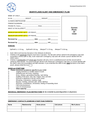 Fillable Online Anaphylaxis Alert Form 2019-20.doc Fax Email Print ...