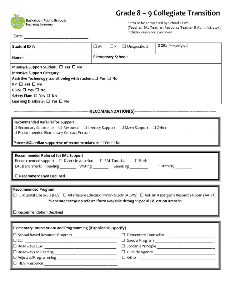 Fillable Online Collegiate Transitions - Discussion Form. Collegiate ...