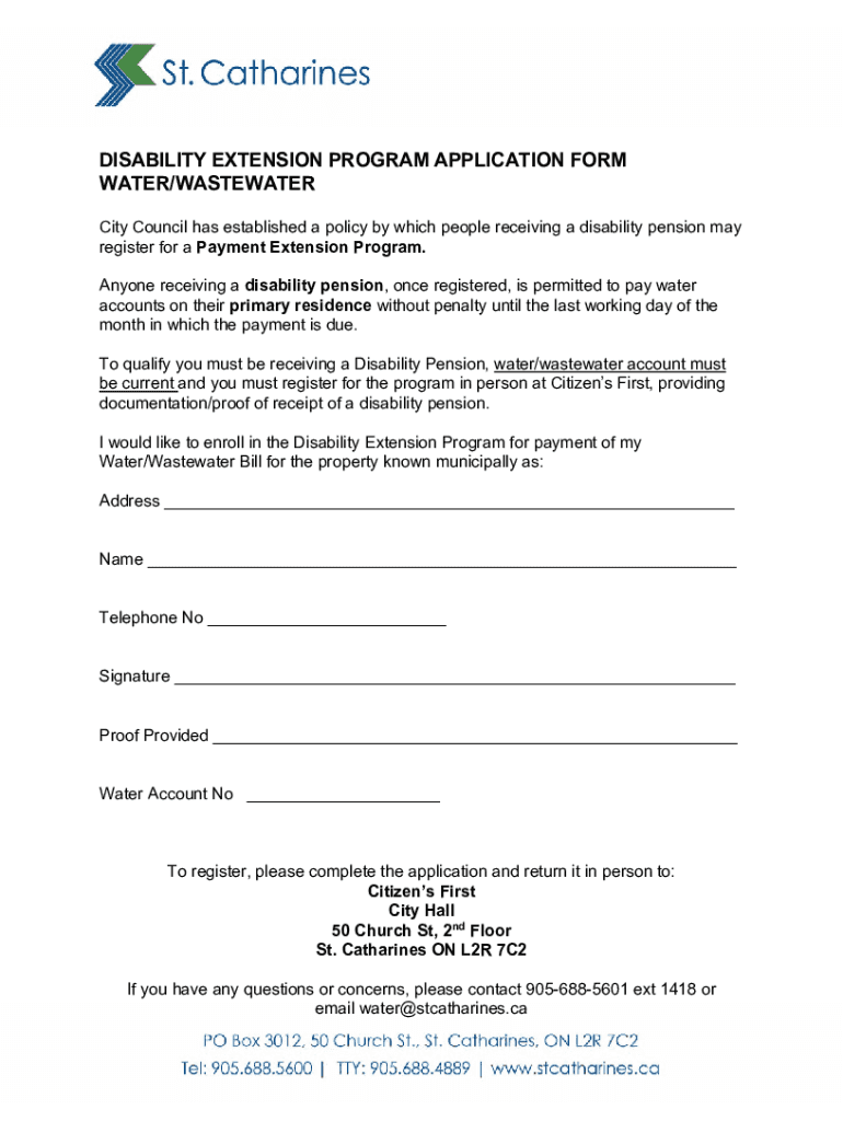 Fillable Online Collections DISABILITY EXTENSION PROGRAM APPLICATION ...