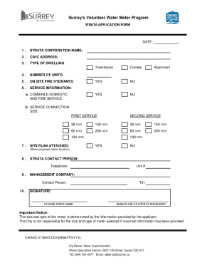Fillable Online StrataVolunteerMeterApplicationForm. Strata Volunteer ...