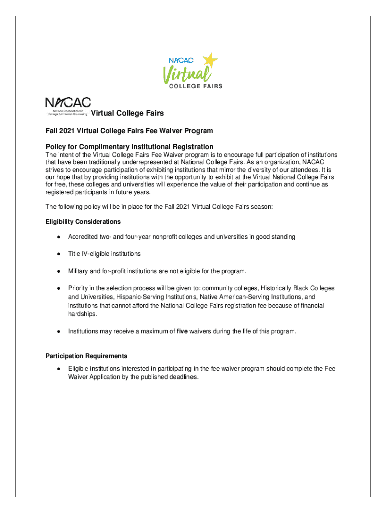 Fillable Online Nacac college application fee waiver (48 New Courses ...