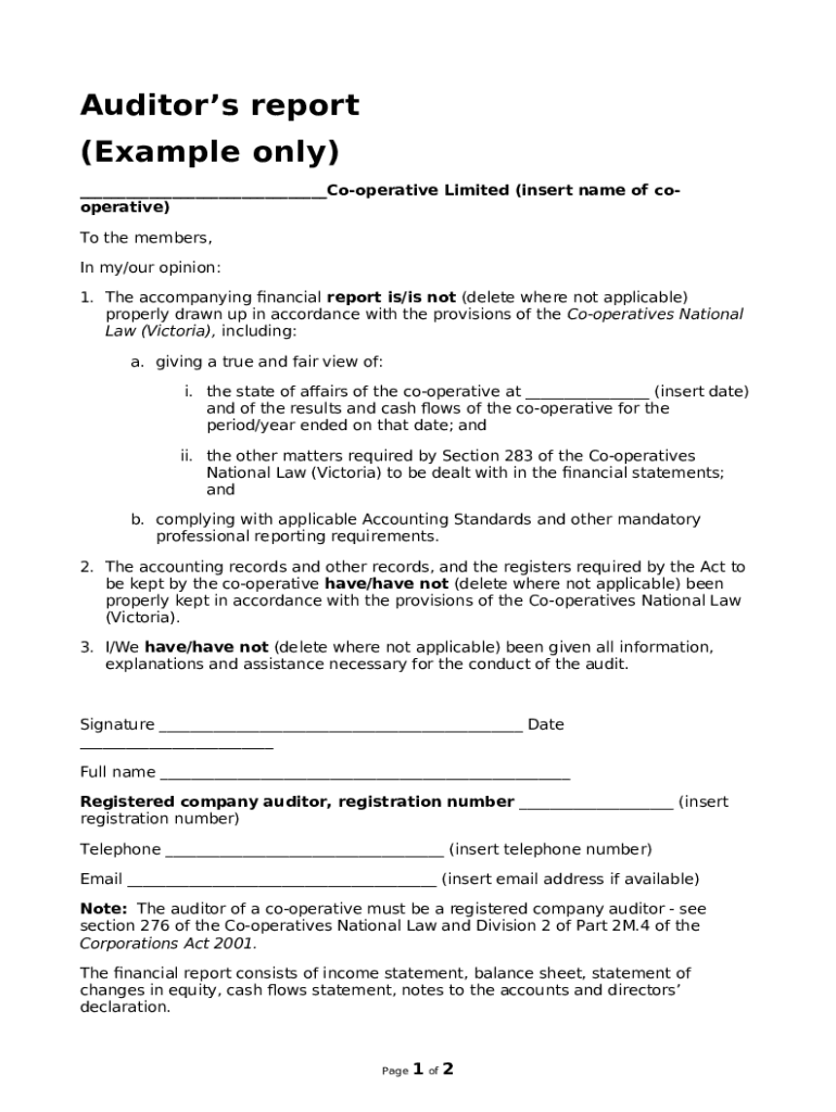 SAMPLE COOPERATIVE CORP. FINANCIAL STATEMENTS FOR THE ... Doc Template ...