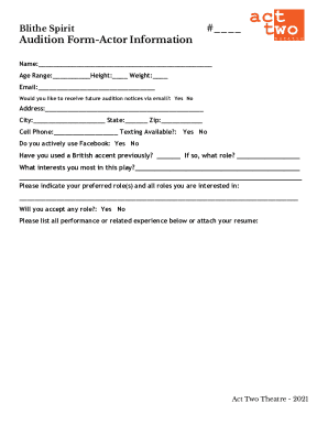 Fillable Online Audition Form-2021-Blithe Spirit Fax Email Print ...