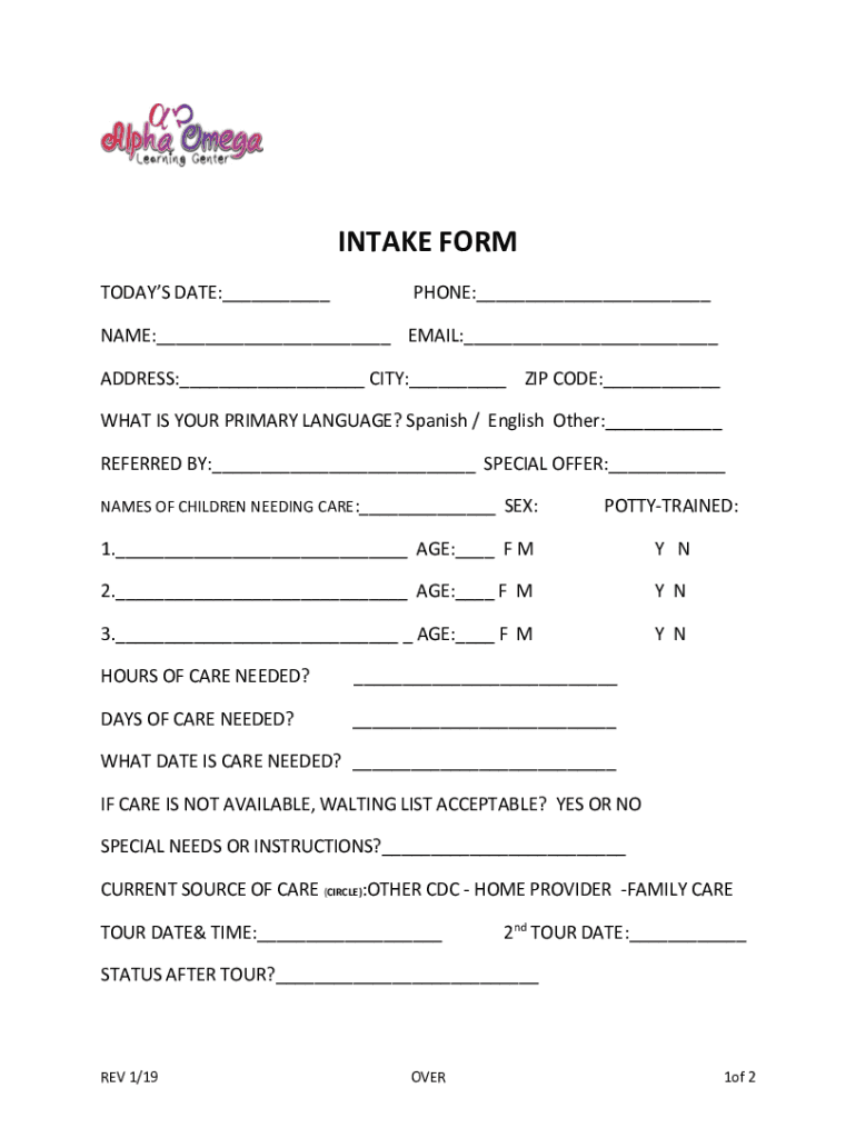 Fillable Online Patient Intake Form - Phoenix Integrative Fax Email ...