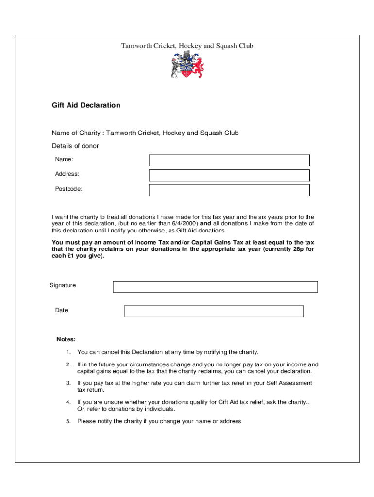 Fillable Online 15a. Gift Aid Declaration Form.doc Fax Email Print - pdfFiller