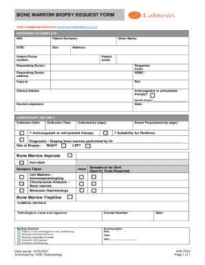 Fillable Online Bone Marrow Biopsy Request Form - Fill and Sign ...