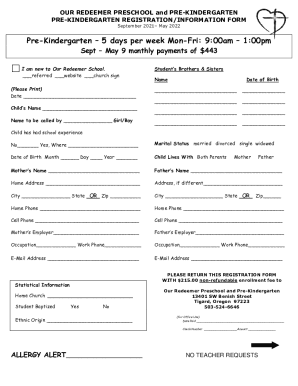 Fillable Online Early Childhood Education / Pre-Kindergarten Fax Email ...