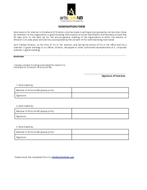Fillable Online Nomination form Board fillable Fax Email Print - pdfFiller