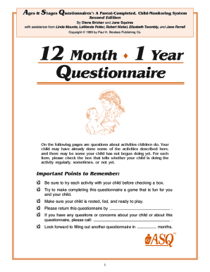 Fillable Online Ages & Stages Questionnaires: A Parent-Completed, Child ...