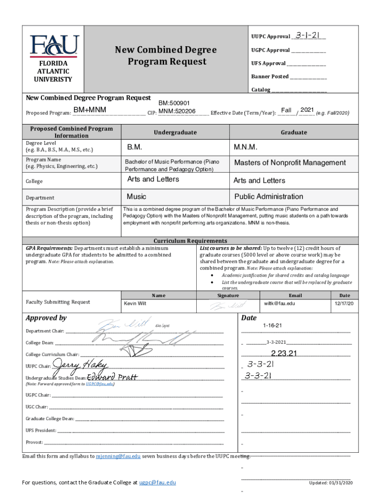Fillable Online UUPC Approval New Combined Degree UGPC Approval FLORIDA ... Fax Email Print ...