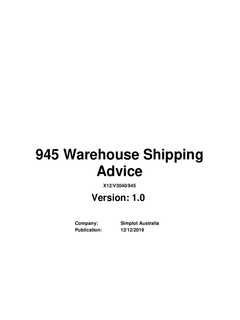Fillable Online 945 Warehouse Shipping Advice V2 - Simplot Fax Email ...