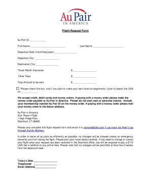Fillable Online Fillable Online Flight Request Form for All Countries - Au ... Fax Email Print ...