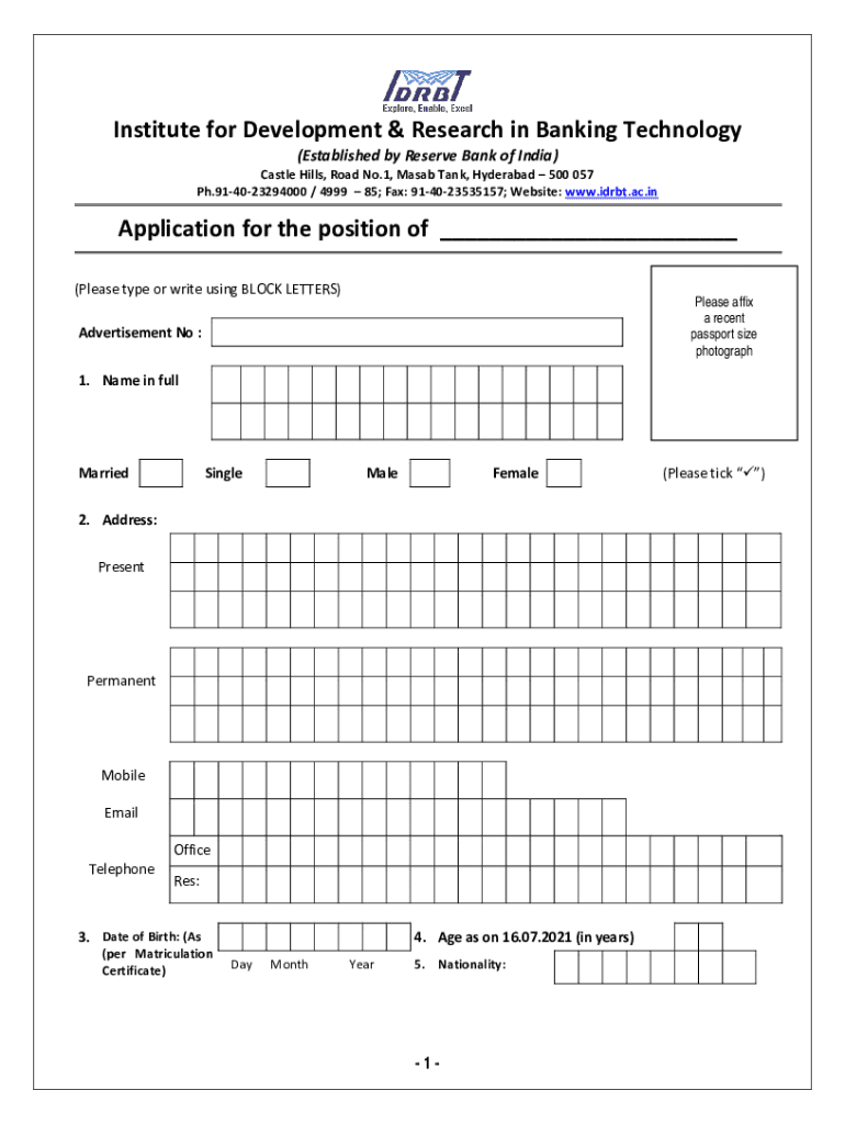 Fillable Online Institute for Development and Research In Banking ...