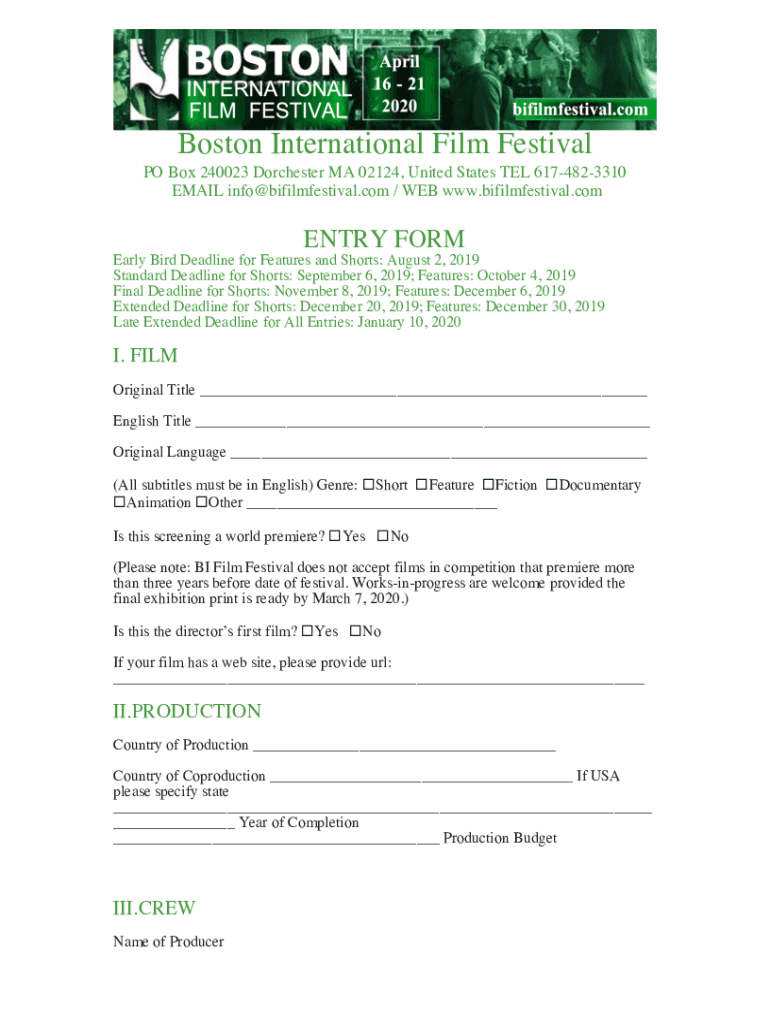 Fillable Online SCREENPLAY TO PRODUCTION CONTEST ENTRY FORM Fax Email ...
