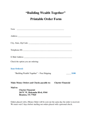 Fillable Online Building Wealth Together Printable Order Form Fax Email ...