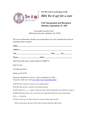 Fillable Online 2021 Tee it up registration form Fax Email Print ...