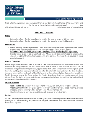 Fillable Online Event Center Rental Agreement - clevermuttportal.com ...