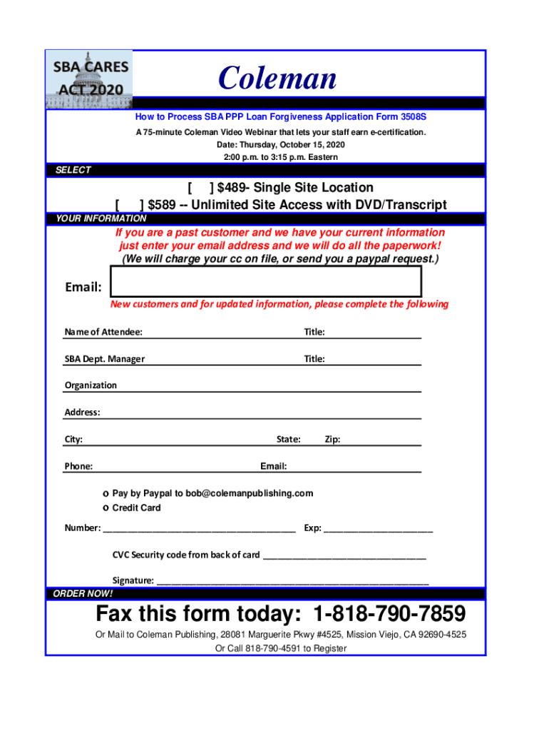 Fillable Online PPP Loan Forgiveness Application Form 3508S Instructions Fax Email Print - pdfFiller